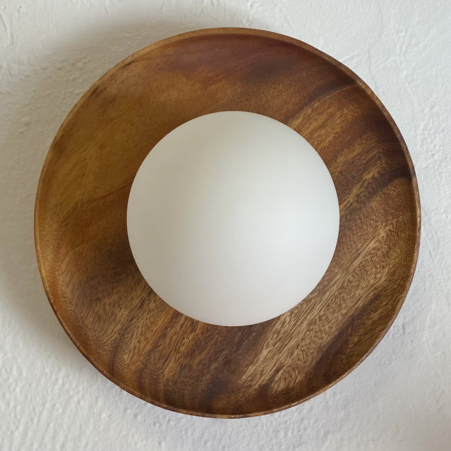 Wilder Wall Sconce – Hardwired Acacia & Glass Globe Light – Matt Alford ...